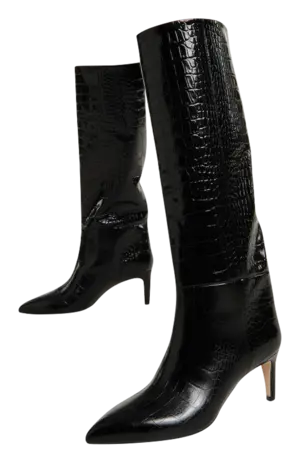 Paris Texas Croc-effect Leather Knee-high Boots - Black