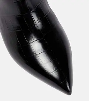 Paris Texas Croc-effect Leather Knee-high Boots - Black