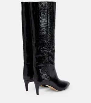 Paris Texas Croc-effect Leather Knee-high Boots - Black