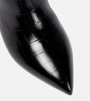 Paris Texas Croc-effect Leather Knee-high Boots - Black