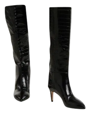 Paris Texas Croc-effect Leather Knee-high Boots - Black