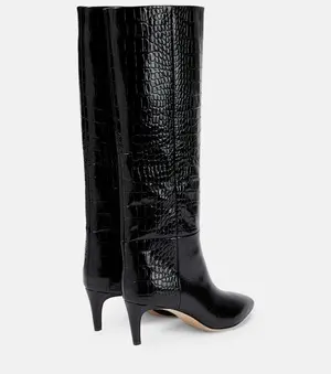 Paris Texas Croc-effect Leather Knee-high Boots - Black