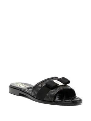 FERRAGAMO Vara Bow Quilted Leather Slides