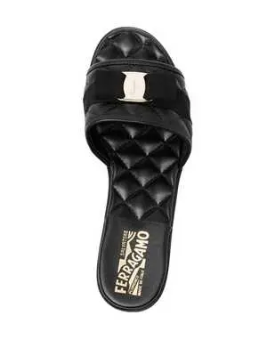FERRAGAMO Vara Bow Quilted Leather Slides