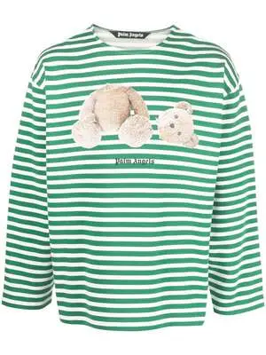 Palm Angels Logo-print Striped Cotton T-shirt