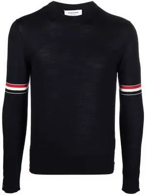 Thom Browne Rwb Striped Knitted Jumper - Blue