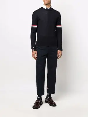 Thom Browne Rwb Striped Knitted Jumper - Blue