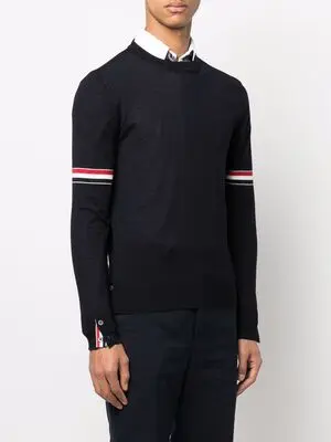 Thom Browne Rwb Striped Knitted Jumper - Blue