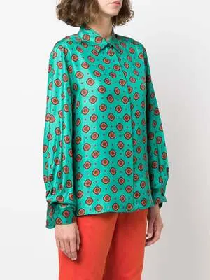 Alberto Biani Geometric-print Silk Shirt