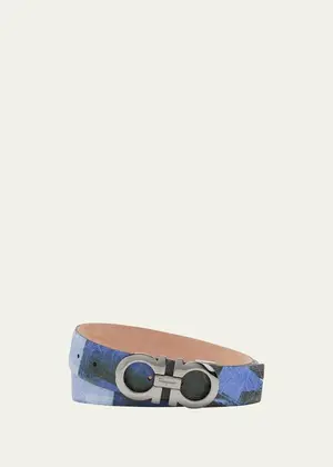 FERRAGAMO FERRAGAMO Double Adjustable Leather Gancini Belt Bianco Pro