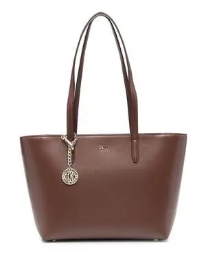 Dkny Logo-plaque Leather Tote Bag - Brown
