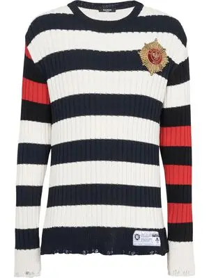 Balmain Striped Jumper - White