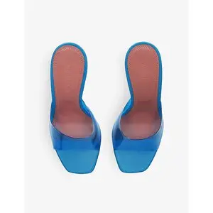Amina Muaddi Lupita Glass Square-toe Pvc Wedge Sandals