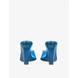 Amina Muaddi Lupita Glass Square-toe Pvc Wedge Sandals