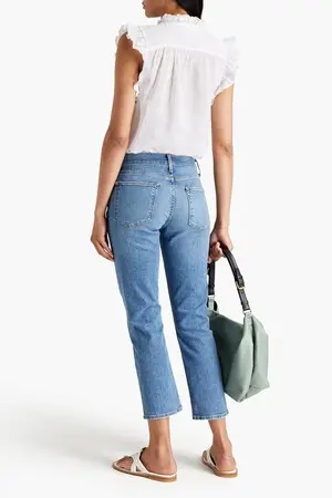 FRAME Le High Straight Mid Rise Straight Leg Jeans - Light Denim