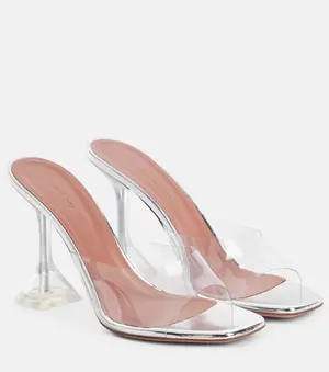 Amina Muaddi Lupita 95 Mules - Silver