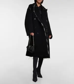 Balenciaga Distressed Wool-blend Coat