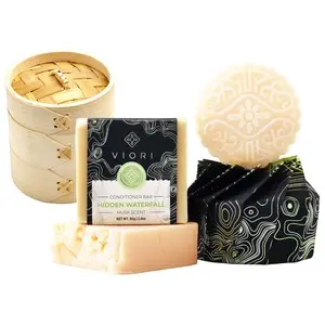 VIORI Hair Shampoo & Conditioner Bar With Bamboo Holder Set Citrus Yao - One-color