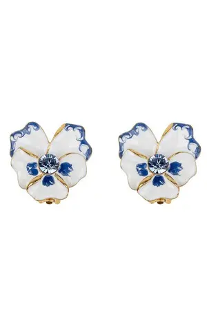 KENNETH JAY LANE Flower Clip Earrings - Blue