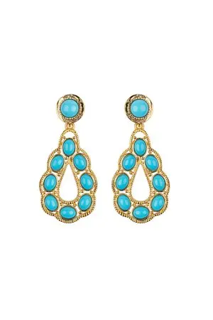 KENNETH JAY LANE Turquoise Cabochon Drop Pierced Earrings