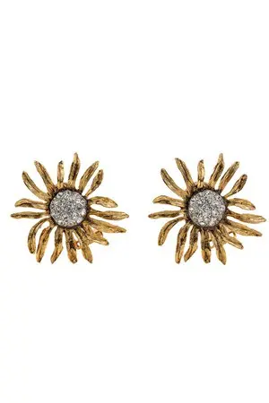 KENNETH JAY LANE Antique Flower Clip On Earrings - Gold