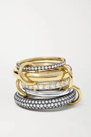 SPINELLI KILCOLLIN Leilani Set Of Five 18-karat And Rhodium-plated Diamond Rings - Gold