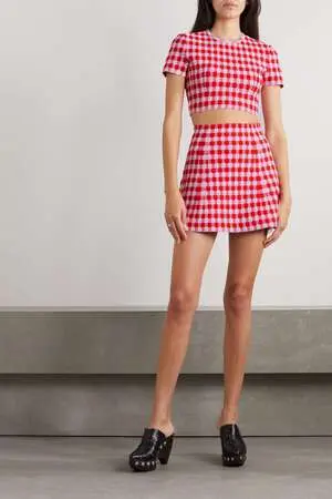 Alaïa Checked Jacquard-knit Mini Skirt