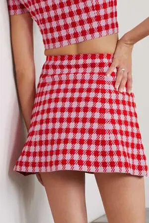 Alaïa Checked Jacquard-knit Mini Skirt