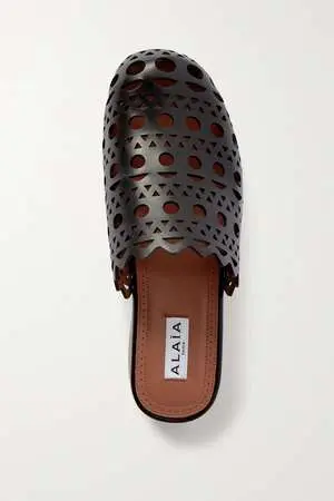 Alaïa 60 Studded Laser-cut Leather Platform Clogs