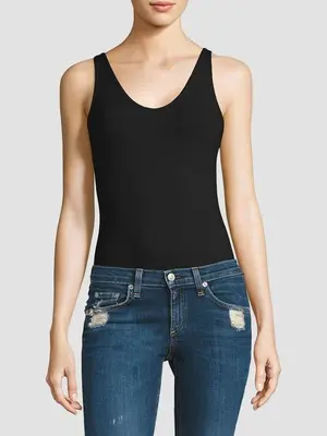 ATM Anthony Thomas Melillo V-neck Stretch-modal Bodysuit Black