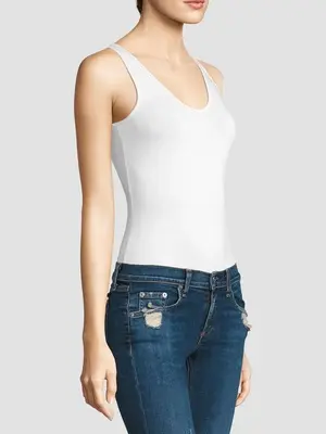ATM Anthony Thomas Melillo V-neck Stretch-modal Bodysuit - White