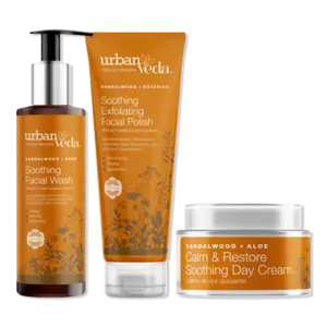 URBAN VEDA Soothing Sandalwood & Aloe Vera Skincare Heroes Set For Delicate Skin - One-color