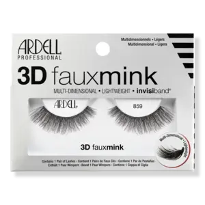 ARDELL 3d Faux Mink #859, Multi-dimensional False Eyelash With Invisiband - One-color