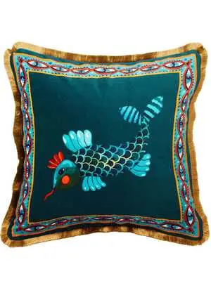 La DoubleJ Fish Friend Velvet Cushion - Red