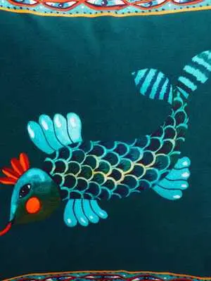 La DoubleJ Fish Friend Velvet Cushion