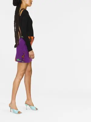 MSGM Printed Faux-shearling Mini Skirt