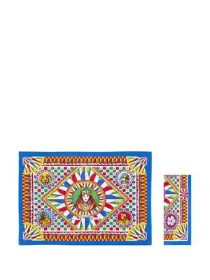 Dolce & Gabbana Carretto-print Placemat And Napkin Set - Multicolour