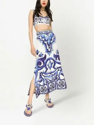 Dolce & Gabbana Maiolica-print Cropped Top