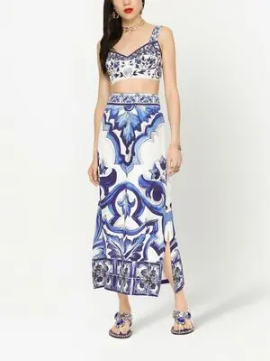 Dolce & Gabbana Maiolica-print Cropped Top