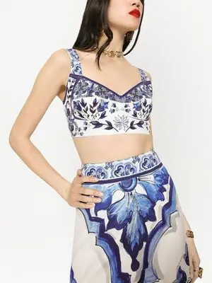 Dolce & Gabbana Maiolica-print Cropped Top