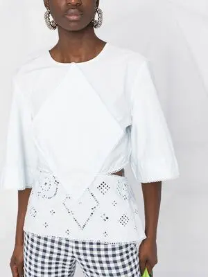 GANNI Broderie Anglaise T-shirt - Blue