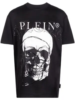 Philipp Plein Skull Print Cotton T-shirt - Black