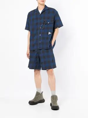 AND WANDER Check-print Track Shorts
