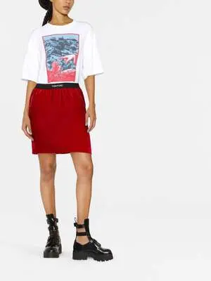 TOM FORD Logo-waistband Velvet Miniskirt
