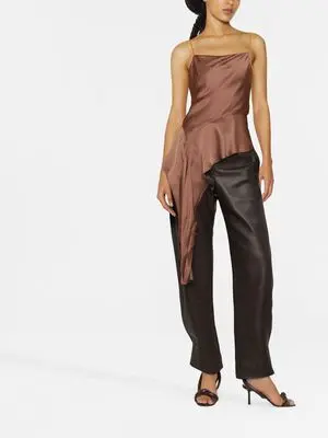 Helmut Lang Asymmetric Draped Satin Top