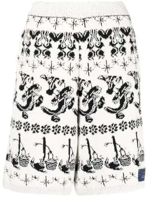 Stella McCartney X Disney Fantasia Fair Isle Jacquard Bermuda Shorts - White