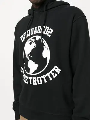 Dsquared2 Globetrotter Logo-print Hoodie - Black