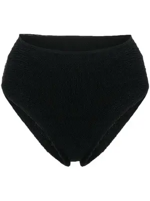 Bond Eye Crinkled High-waisted Bikini Bottoms Black