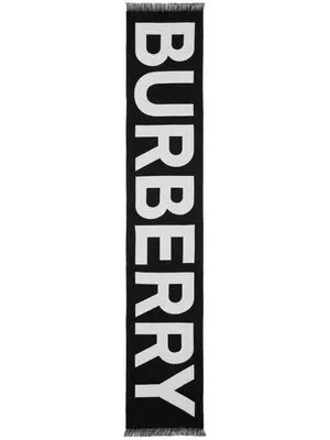 Burberry Logo-jacquard Wool Scarf - Black