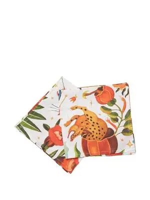 La DoubleJ Jungle Book Set Of Two Large Napkins - White